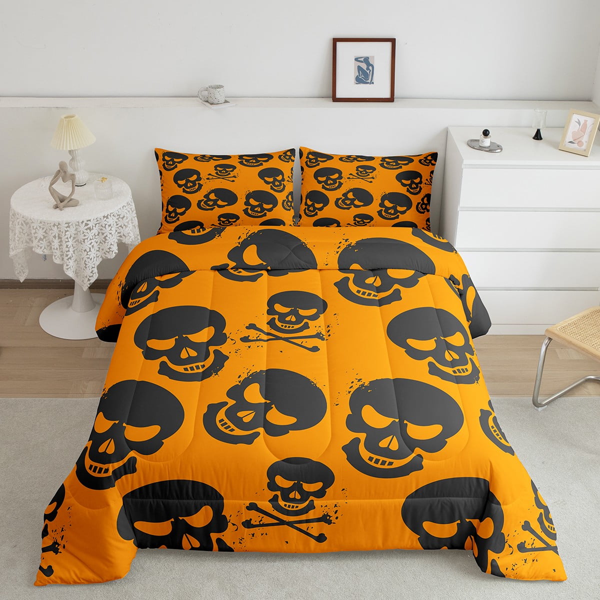 Halloween Skeleton Bedding Sugar Skulls Comforter Set Twin Adults ...