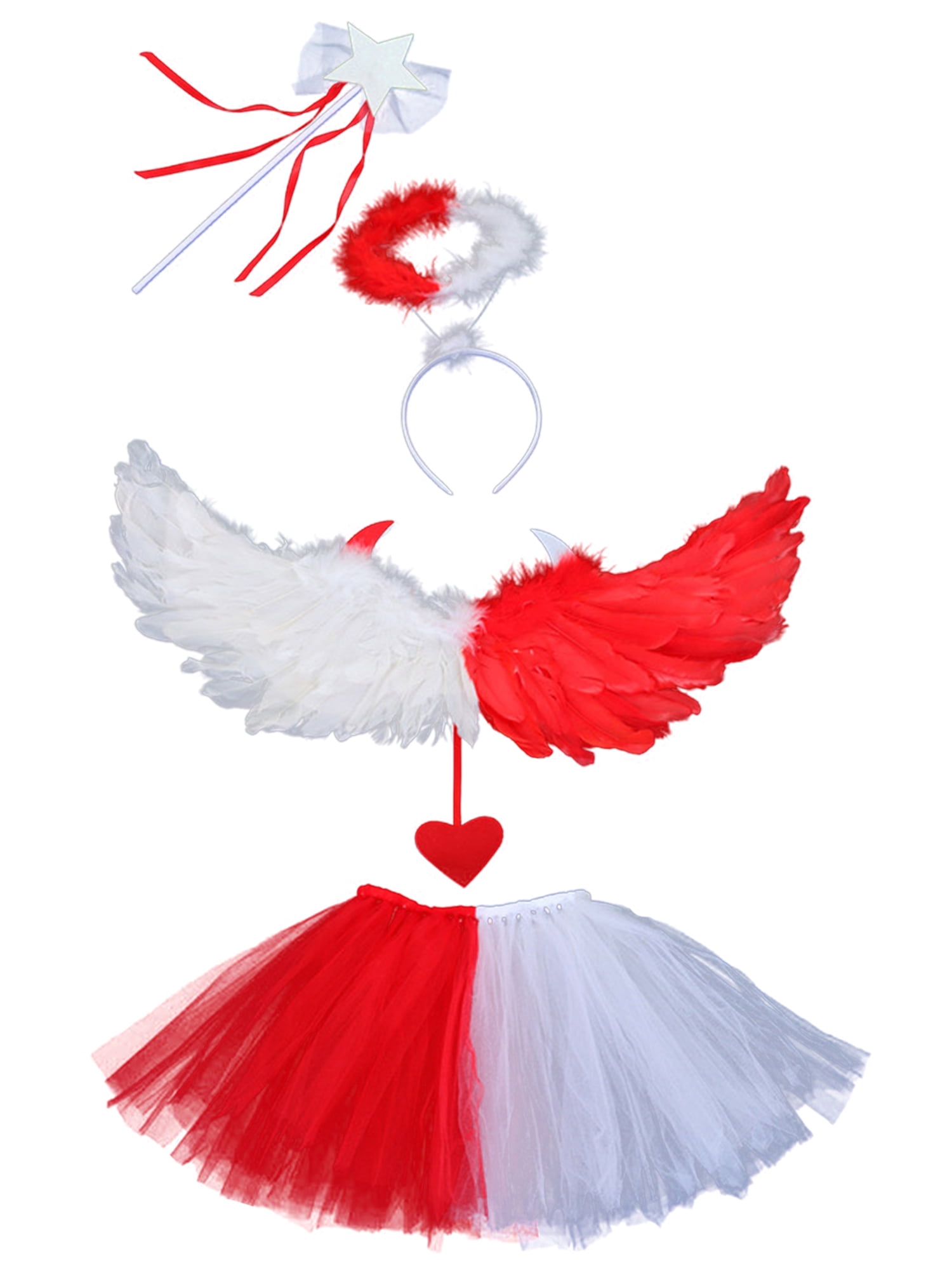 Kids Halloween Spider Bat Angle Costume Set Spider Wings Skirt Set with ...