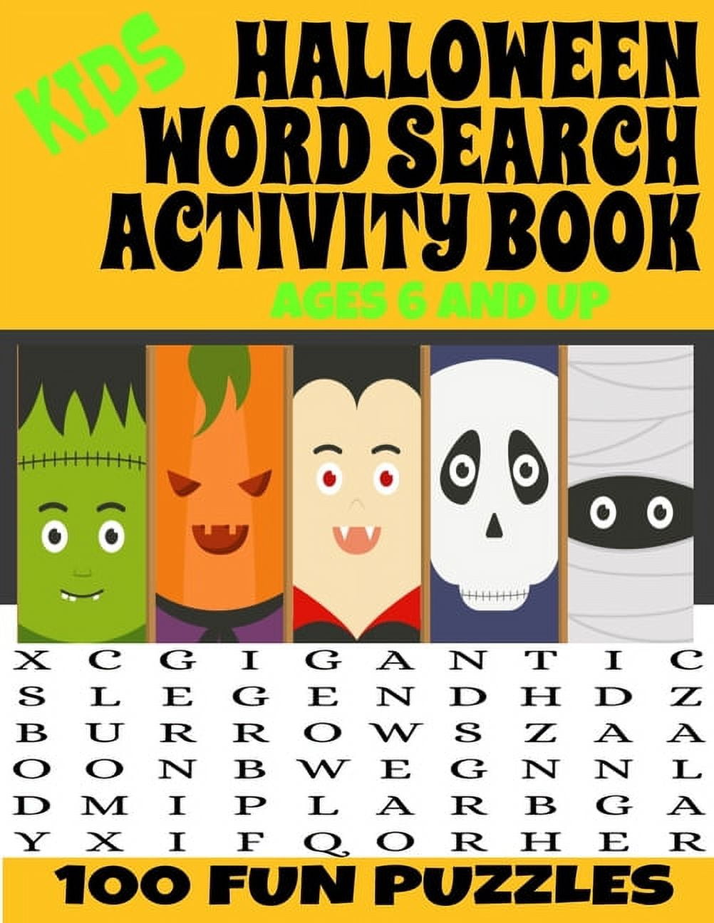Kids Halloween Word Search Activity Book Ages 6 and Up 100 Fun Puzzles ...