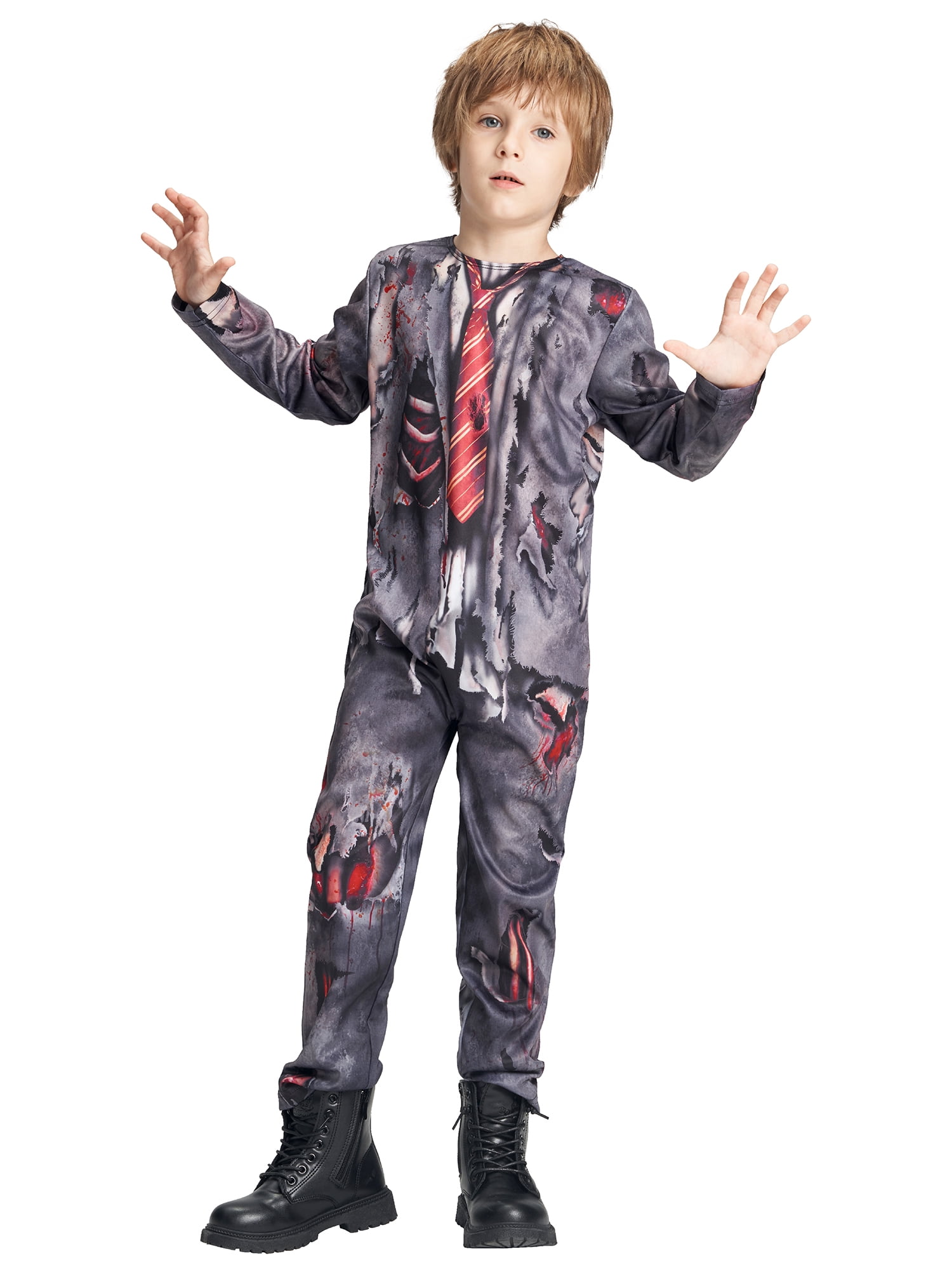 Kids Halloween Zombie Costume, Creepy Corpse Jumpsuit Outfit, Boys ...