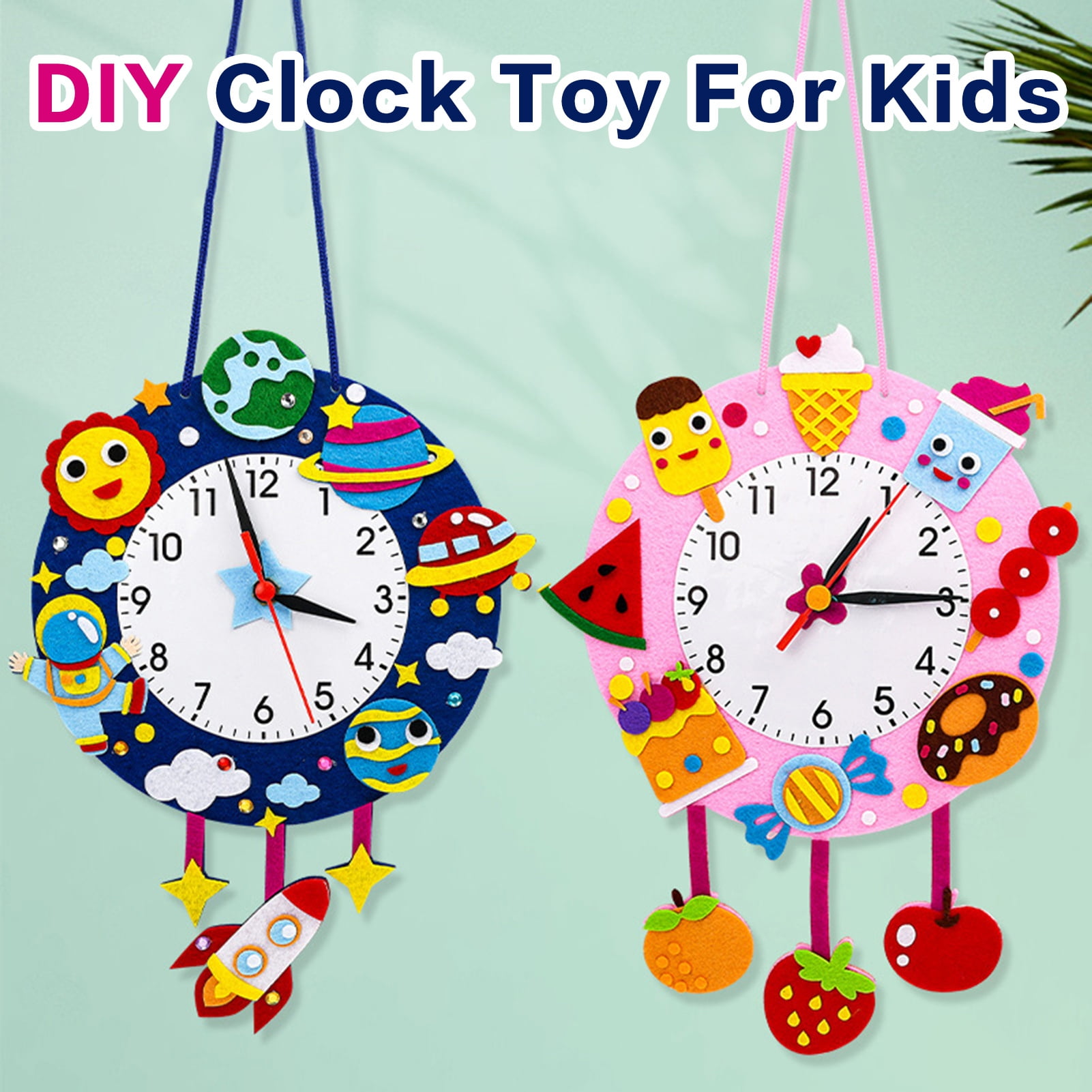 Kids Handmade Clock Toy DIY - Making Non-woven Cartoon Clock Make Your ...