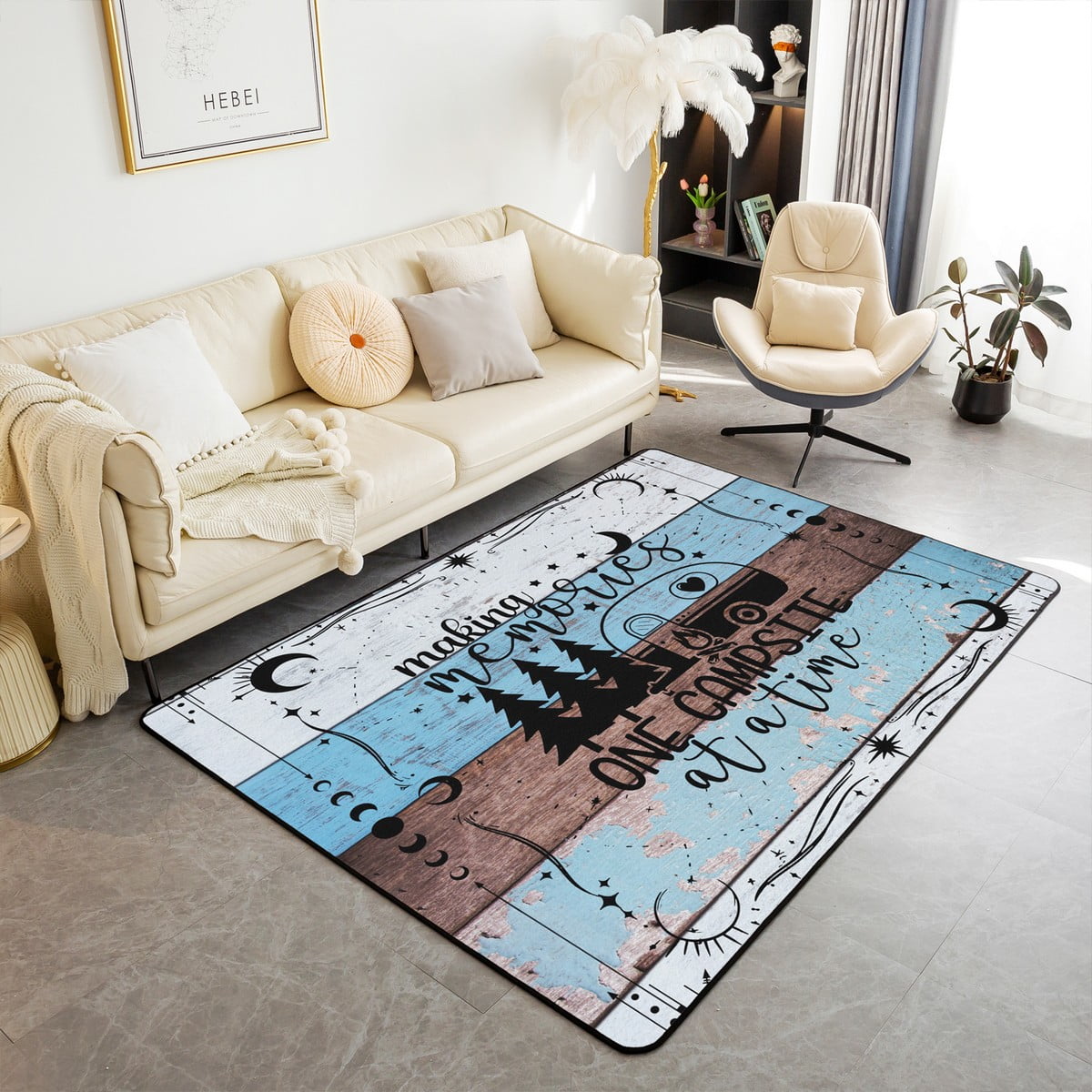 Happy Camping Area Rug 3X5,Travel Trailers Carpet,Camper Adventure ...