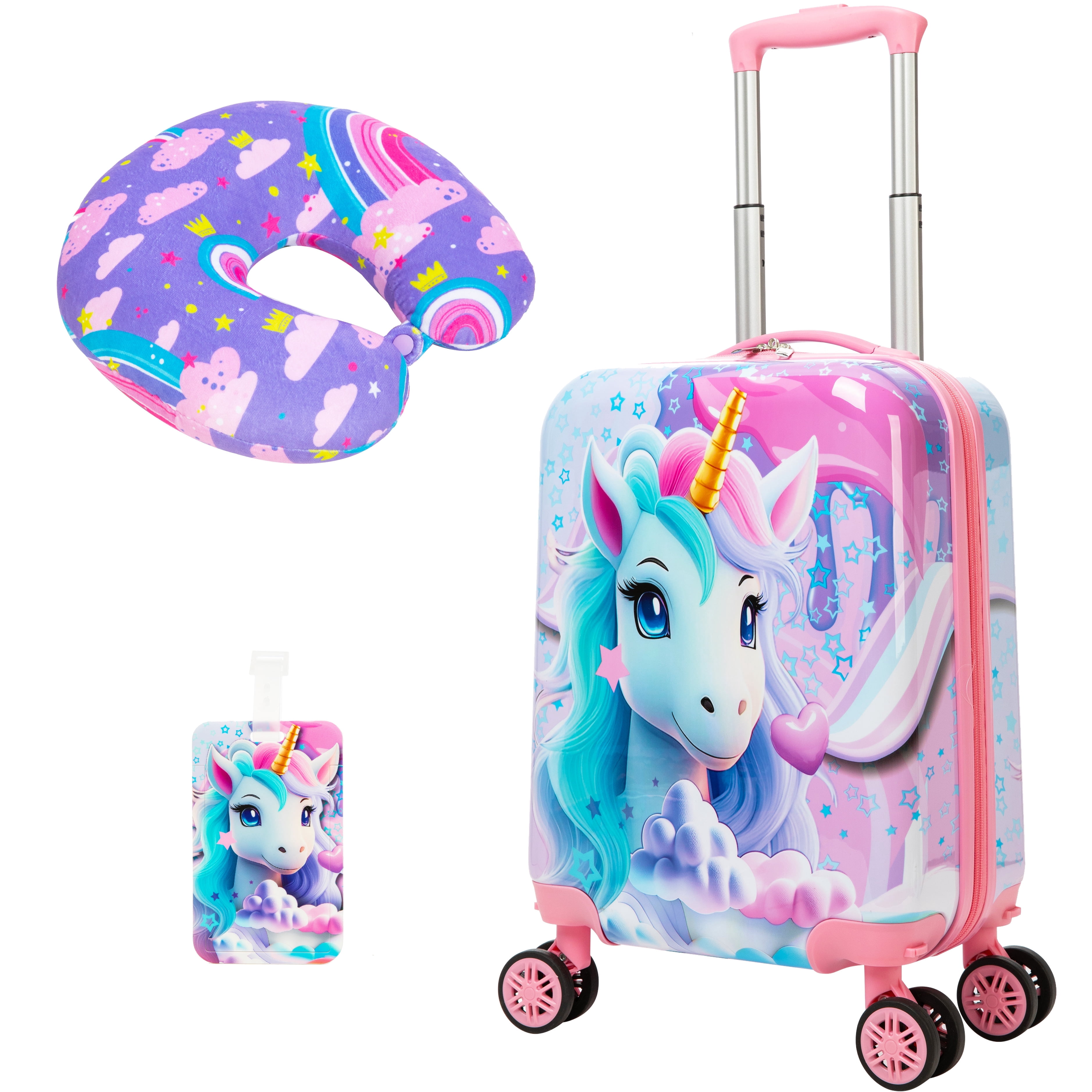 Kids Hardshell Luggage Sets Cute Carry on Pink Suitcases for Girls with ...