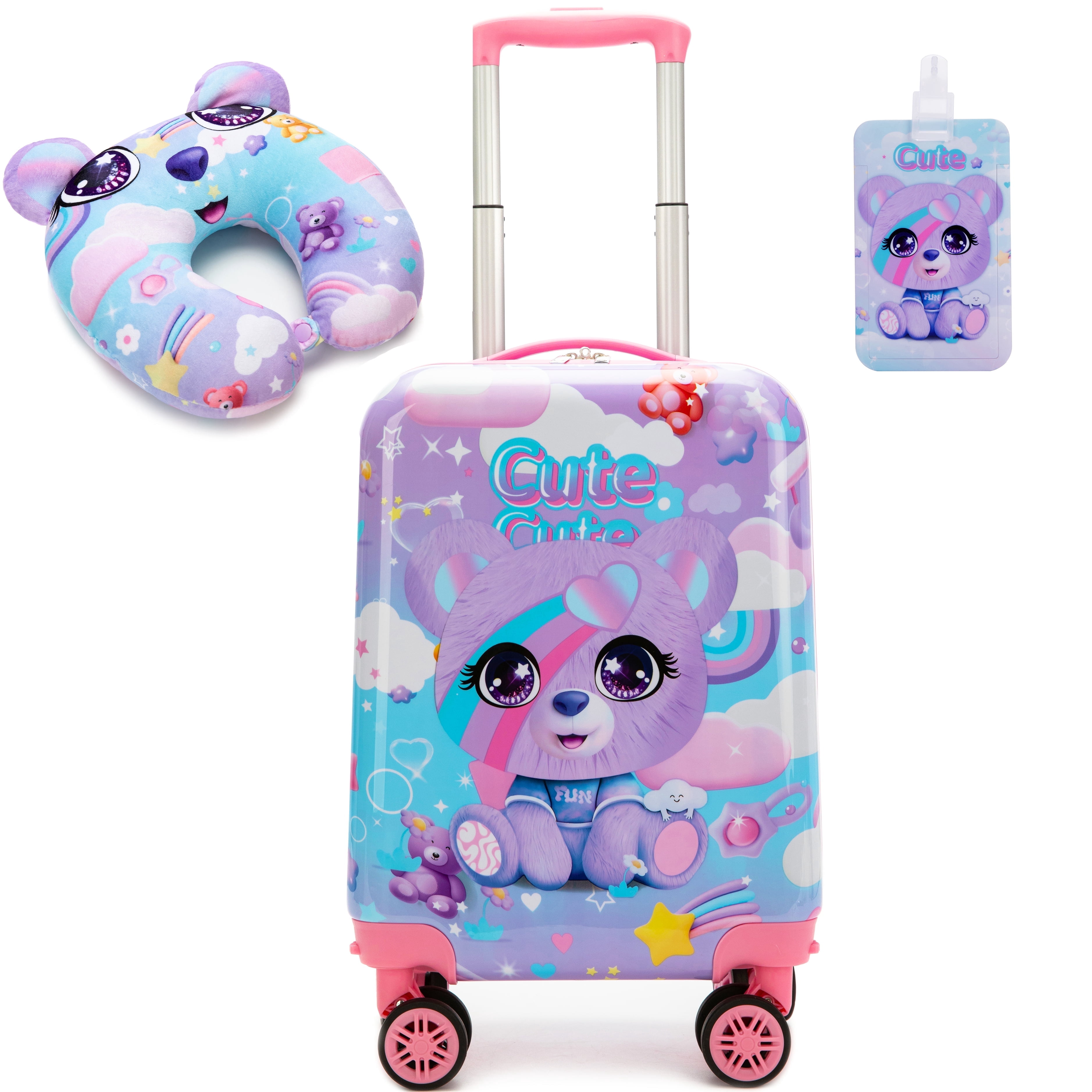Kids Hardshell Luggage Sets Cute Carry on Pink Suitcases for Girls with ...