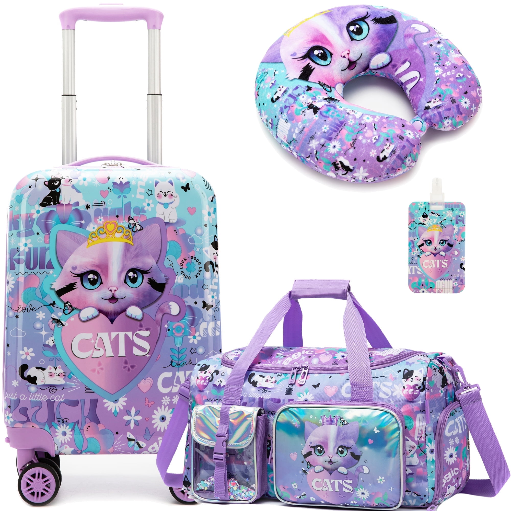 Kids Rolling Luggage Sets for Girls Cute Carry on Suitcases Hardshell ...