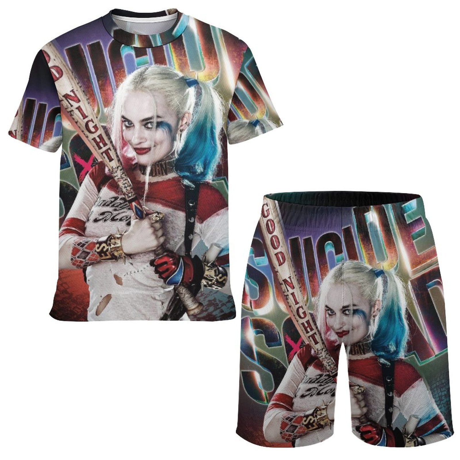 Kids Harley Quinn Athletic T-Shirt And Mesh Shorts Outfit Set Mesh ...