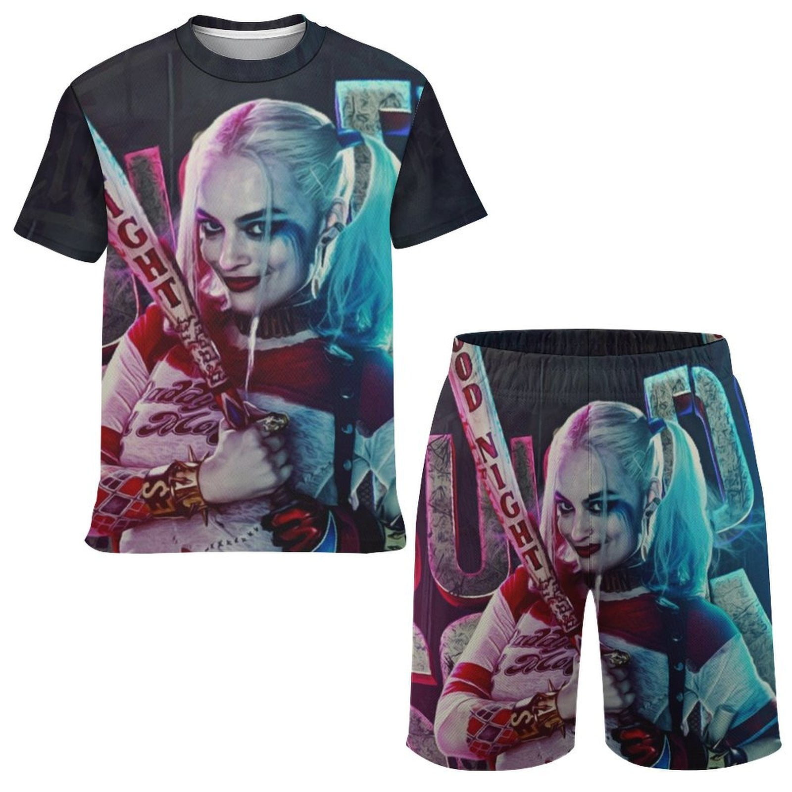 Kids Harley Quinn Athletic T-Shirt And Mesh Shorts Outfit Set Mesh ...