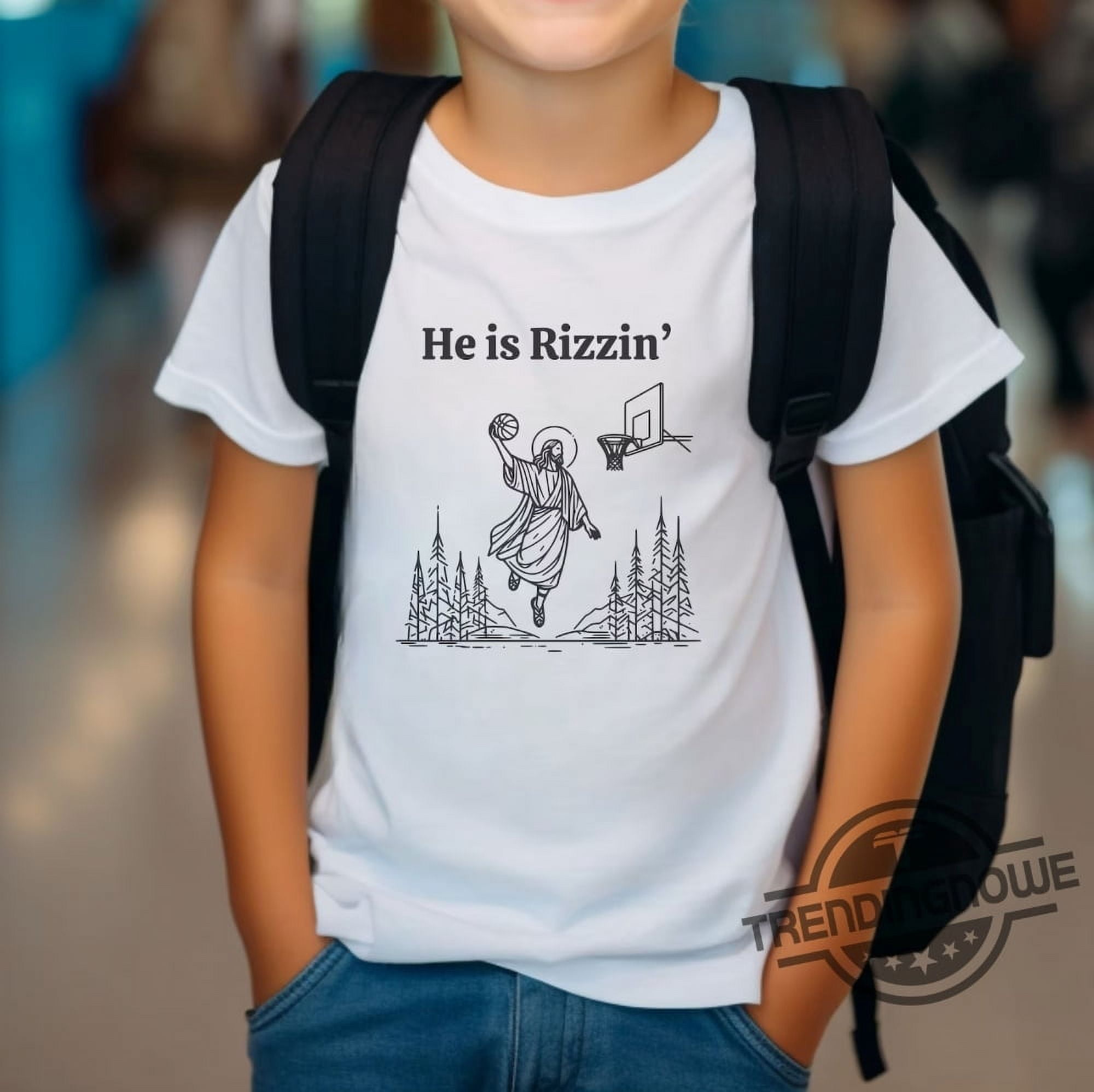 Kids He Is Rizzen Shirt He Is Risen Funny Easter Kid Shirt Of Jesus ...