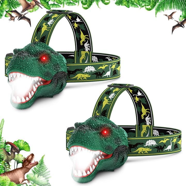 Kids Headlamp,Rechargeable T-Rex Dinosaur Headlamp for Kids and LED ...