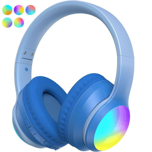 Seenda Kids Bluetooth Headphones with Noise Cancelling Mic, LED Lights ...