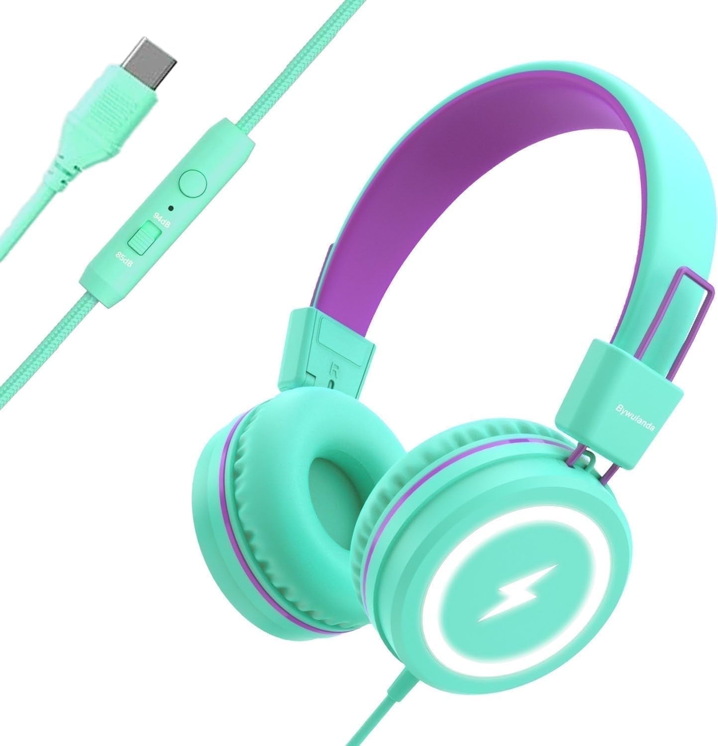Kids Headphones with LED Lights for School, Upgrade USB Type C Kid ...
