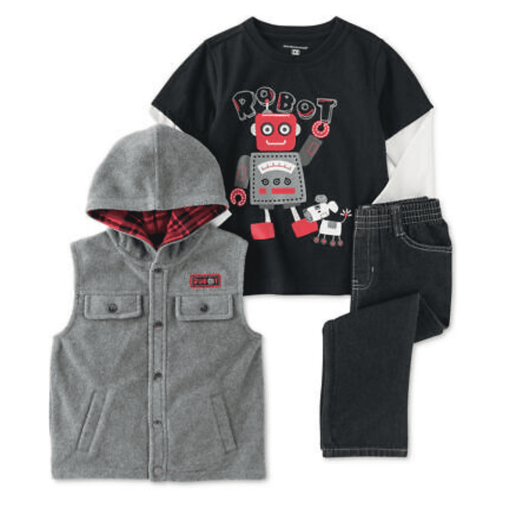 Kids Headquarters Boys' 3-Piece Robot Vest, Long-Sleeve ShirtandPants ...