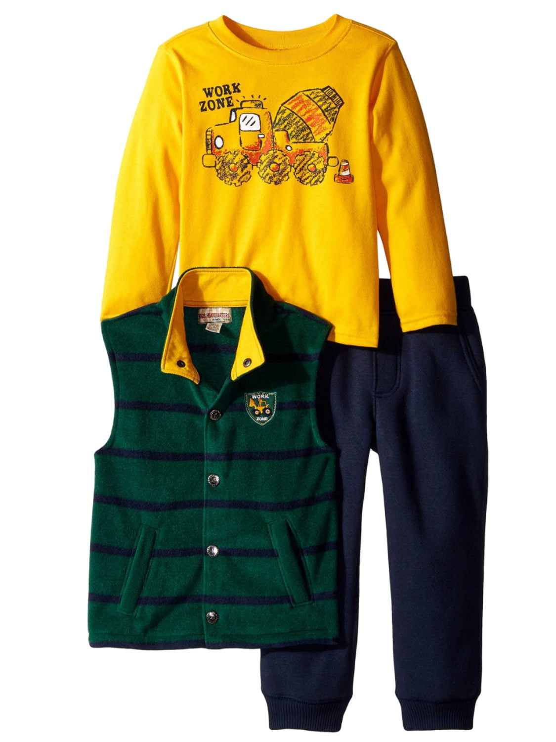 Kids Headquarters Infant Toddler Boys 3 Piece Work Zone Shirt Pants ...