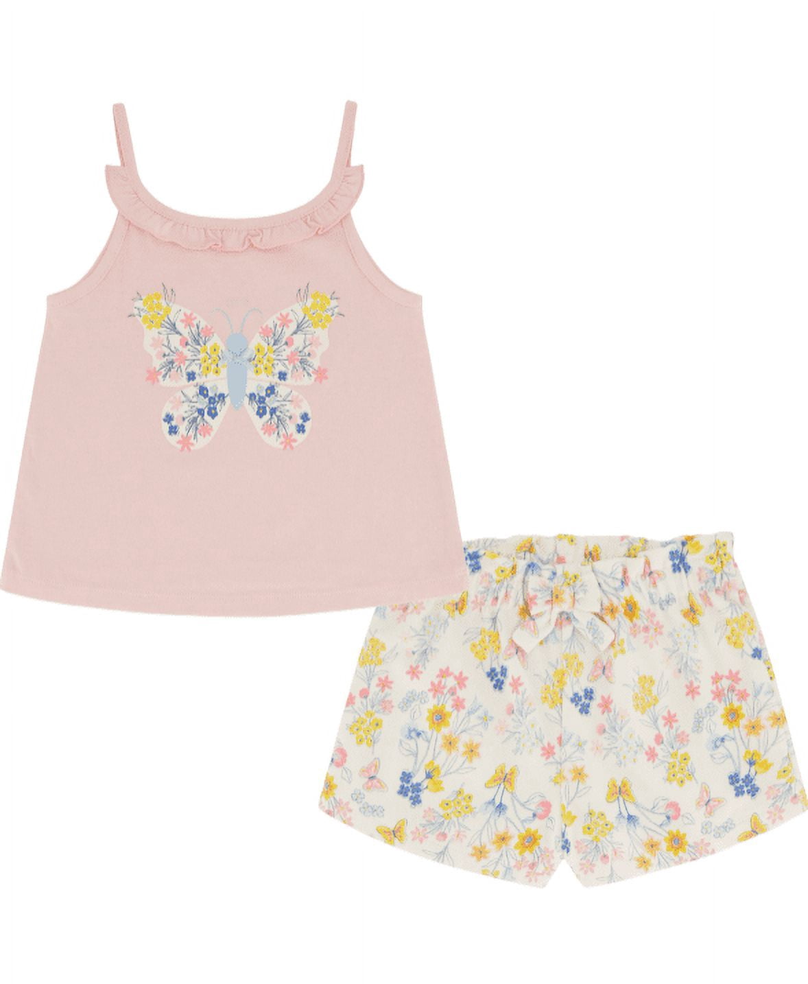 Kids Headquarters Little Girls Butterfly Floral Top and Floral Ruffle ...