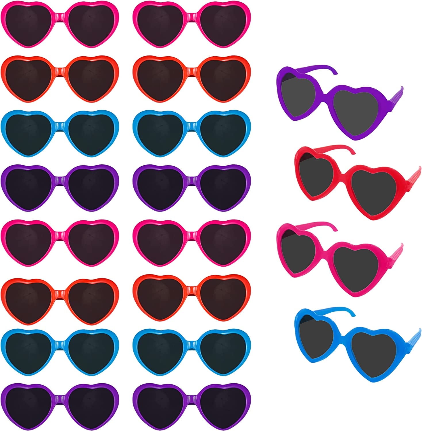 Kids Heart Shaped Sunglasses (30 Pack) Bulk Glasses - Valentines Day ...