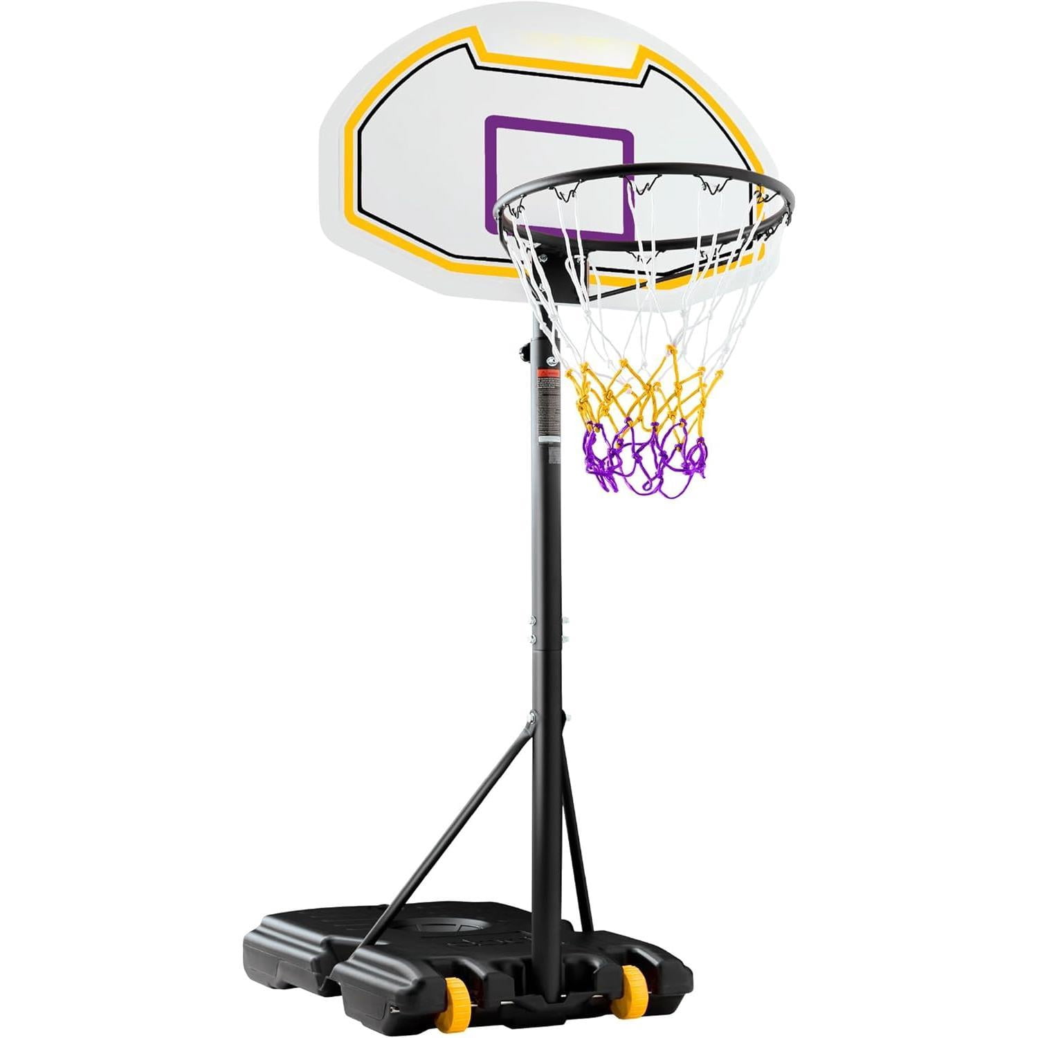 Kids Height-Adjustable Basketball Hoop, Portable Backboard Set w/ 2 ...
