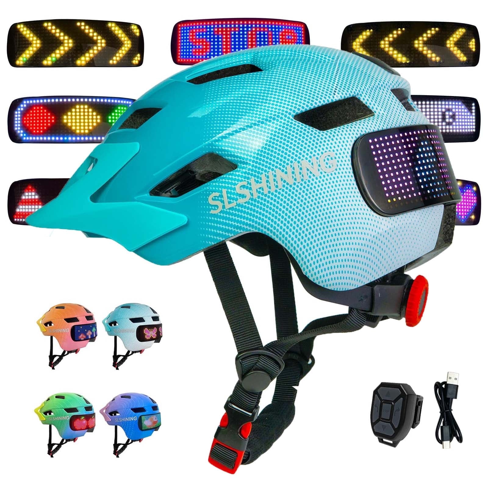 Kids Helmet, Bike Helmets with Upgrade LED Display, 64 Patterns ...