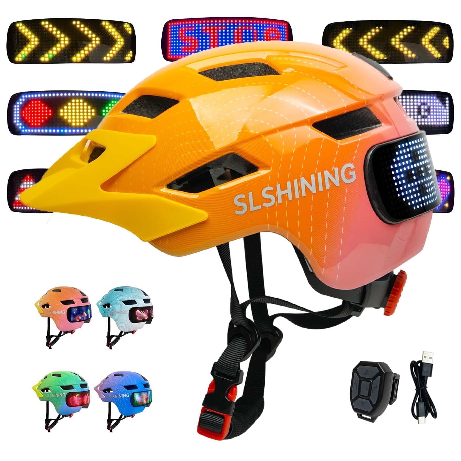 Kids Helmet, Bike Helmets with Upgrade LED Display, 64 Patterns ...