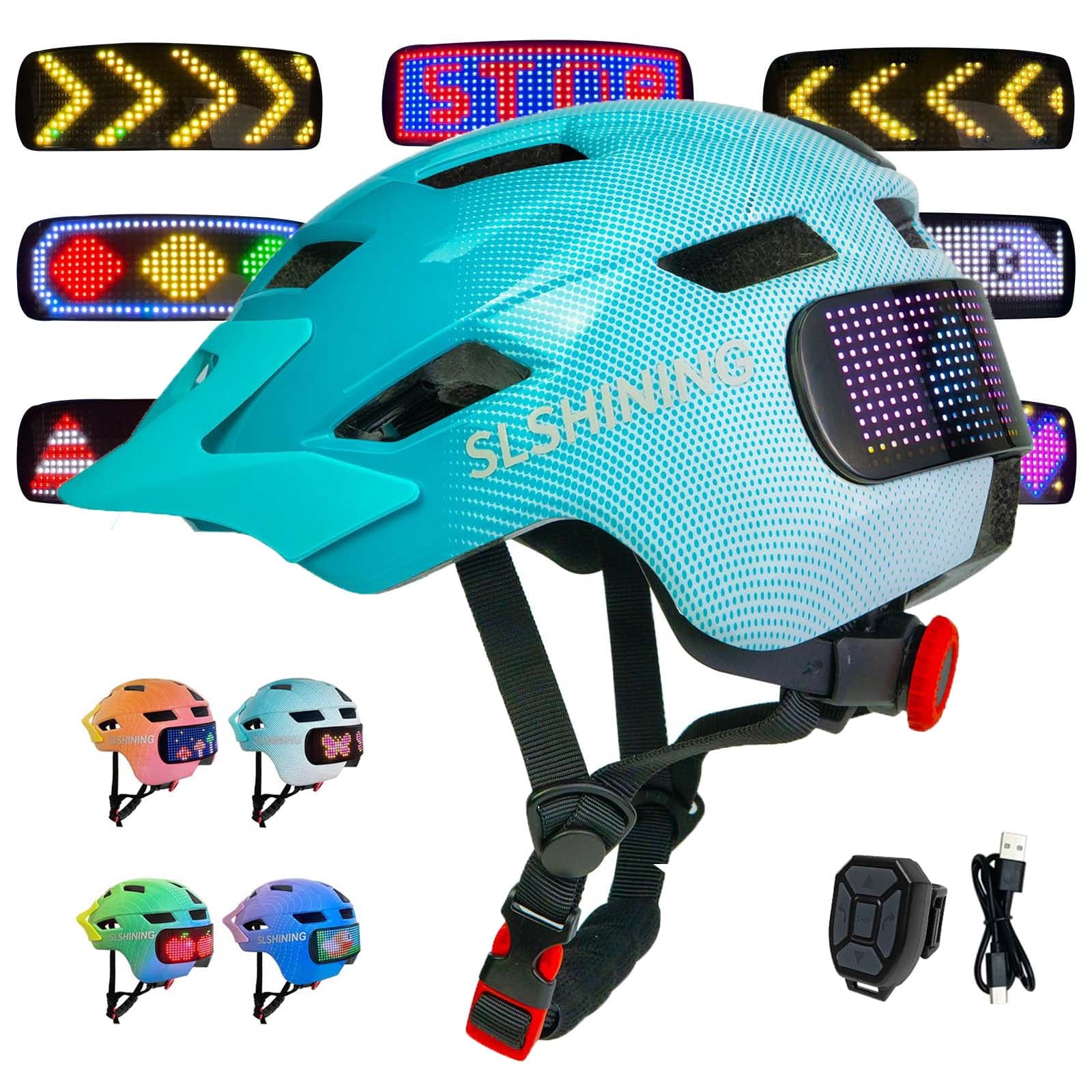 Kids Helmet, Bike Helmets with Upgrade LED Display, 64 Patterns ...