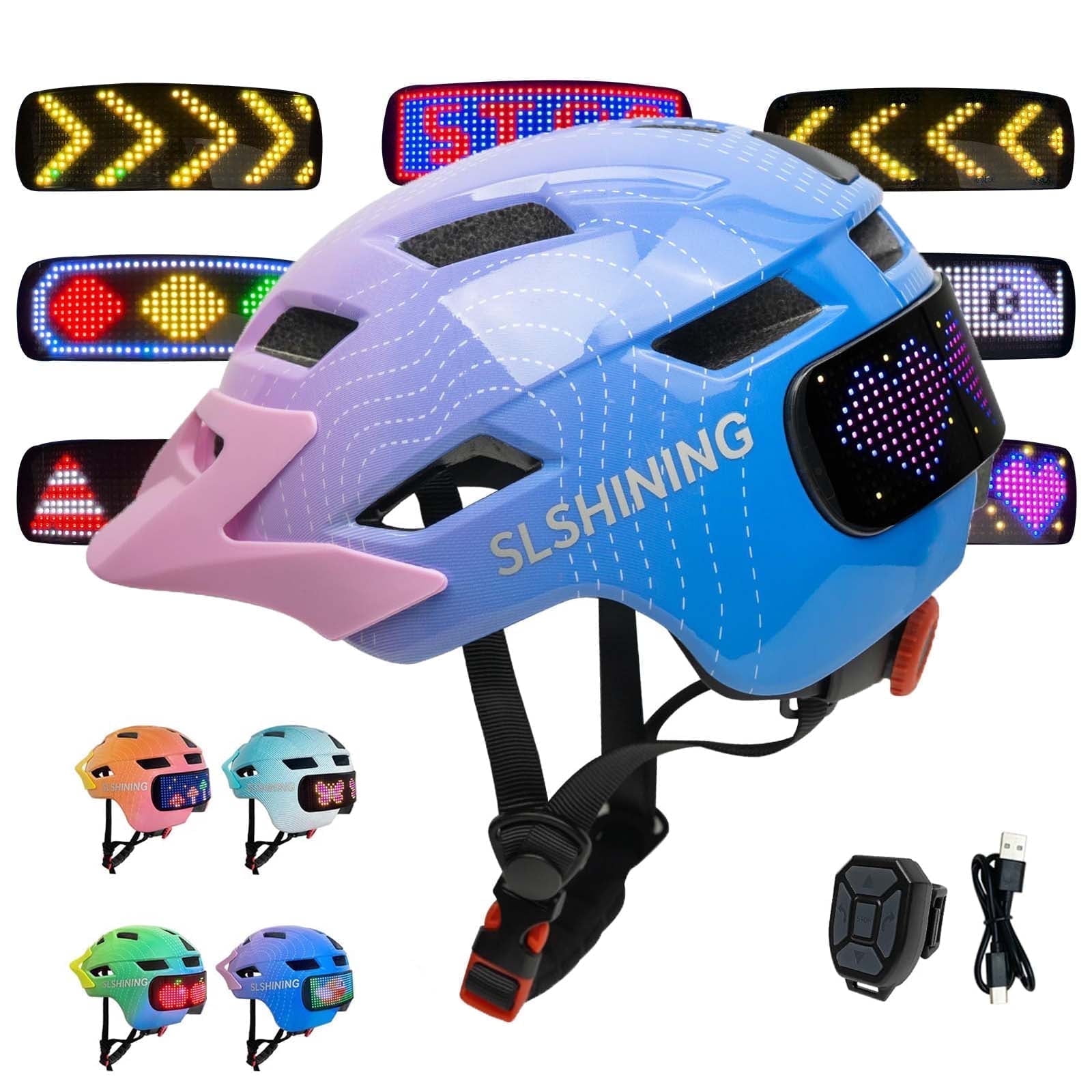Kids Helmet, Bike Helmets with Upgrade LED Display, 64 Patterns ...