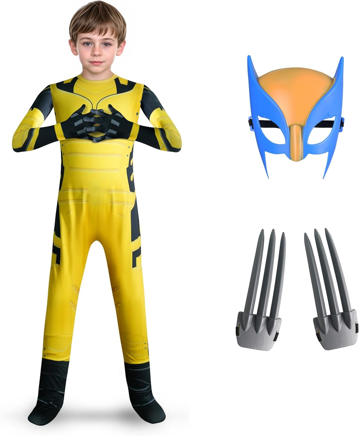 Kids Hero Costume Halloween Cosplay Spandex Jumpsuit with Mask 5-12 ...
