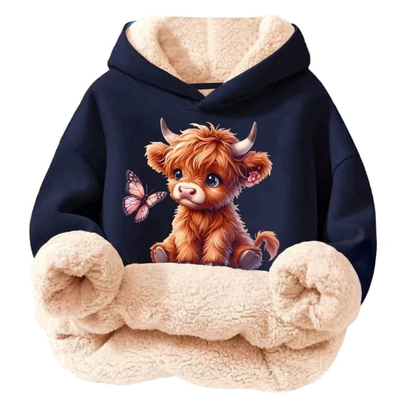 Kids Highland Cow Hoodie, Oversized Funny Pullover Sweatshirt, Cozy ...