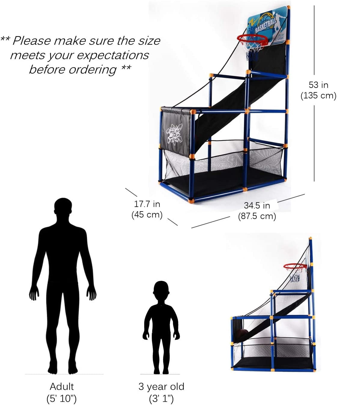 Kids Home Basketball Court Shooting Game Includes 2 Balls Air Pump And ...