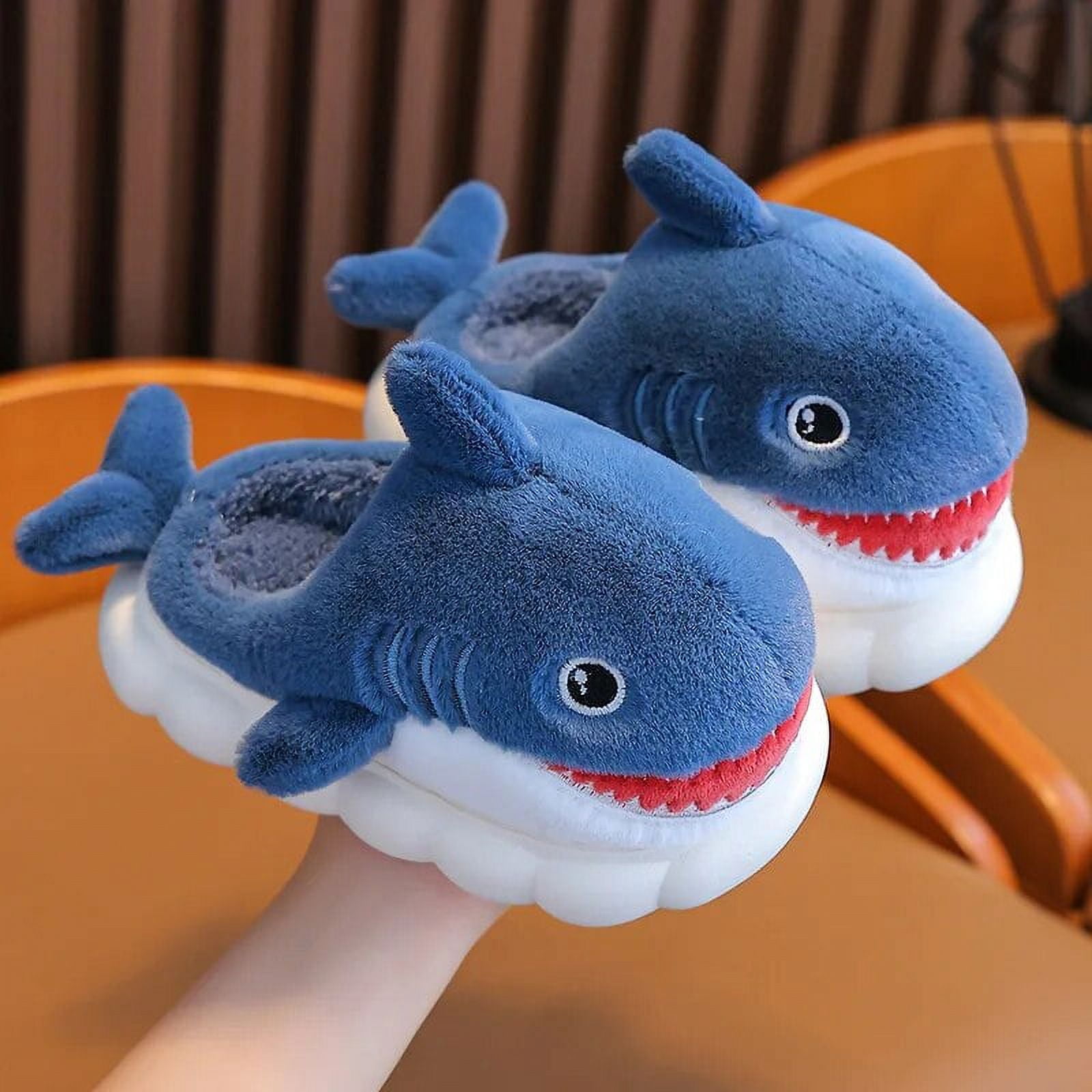 Kids Home Shoes 2024 New Platform Cute Shark Slippers Blue Children's ...
