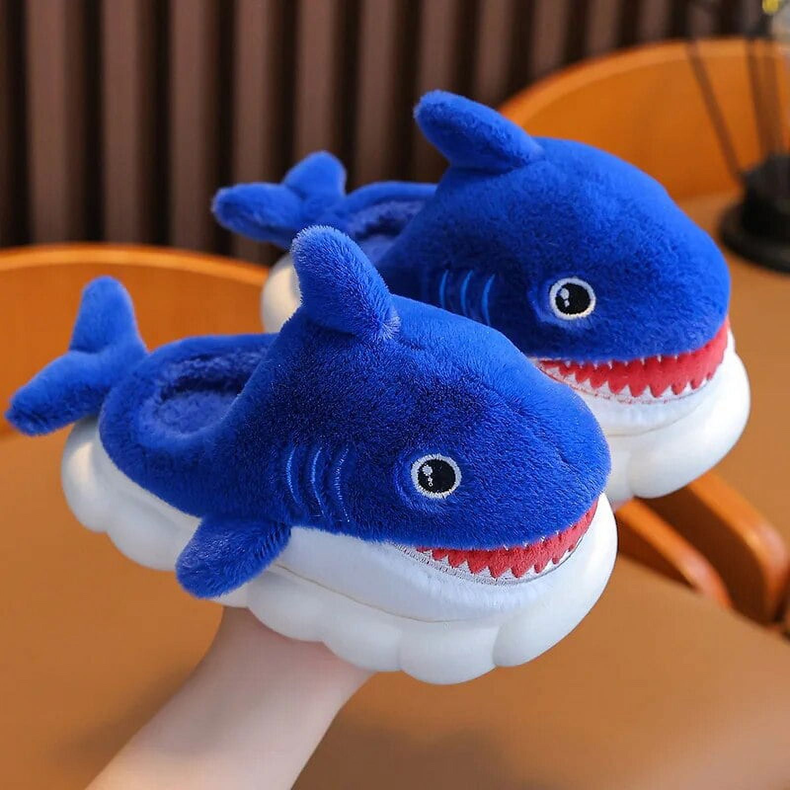 Kids Home Shoes 2024 New Platform Cute Shark Slippers Blue Children's ...