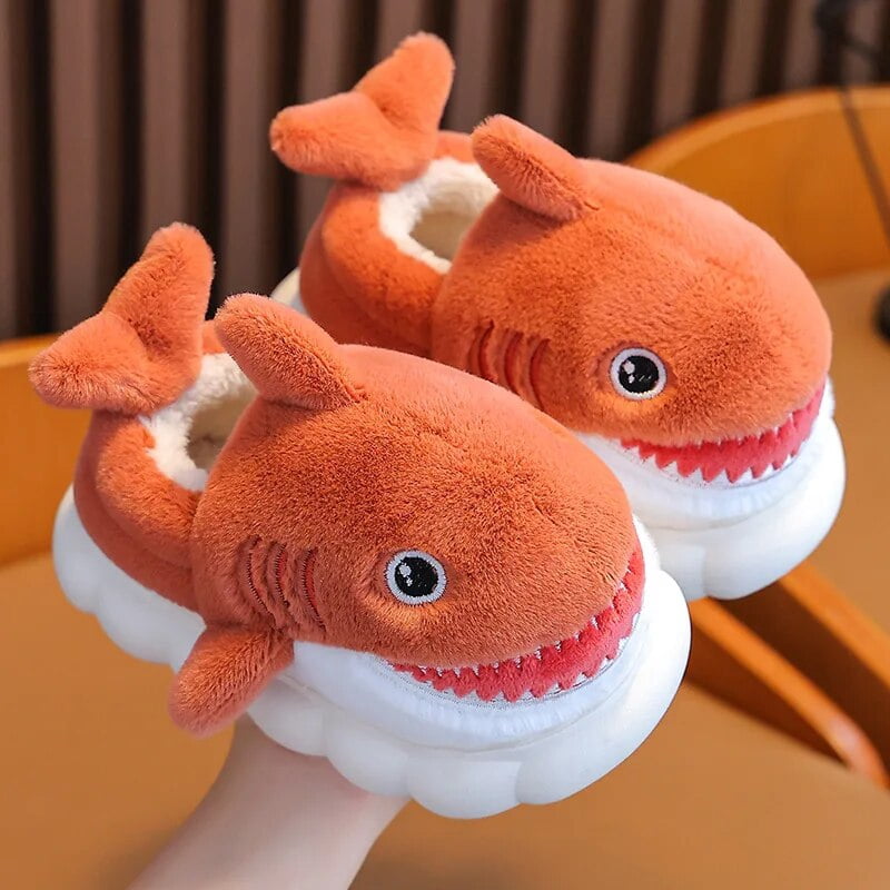 Kids Home Shoes 2024 New Platform Cute Shark Slippers Blue Children's ...