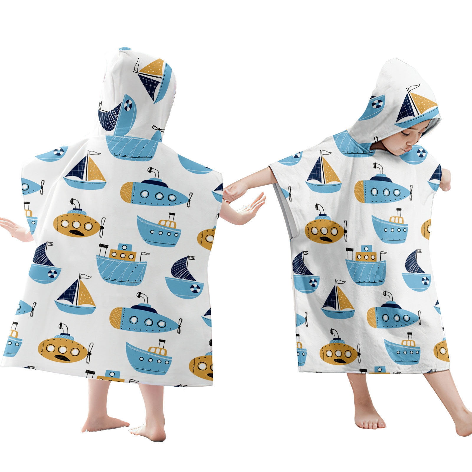 Kids Hooded Beach Bath Towel, Baby Surf Poncho Toddlers Soft Real ...