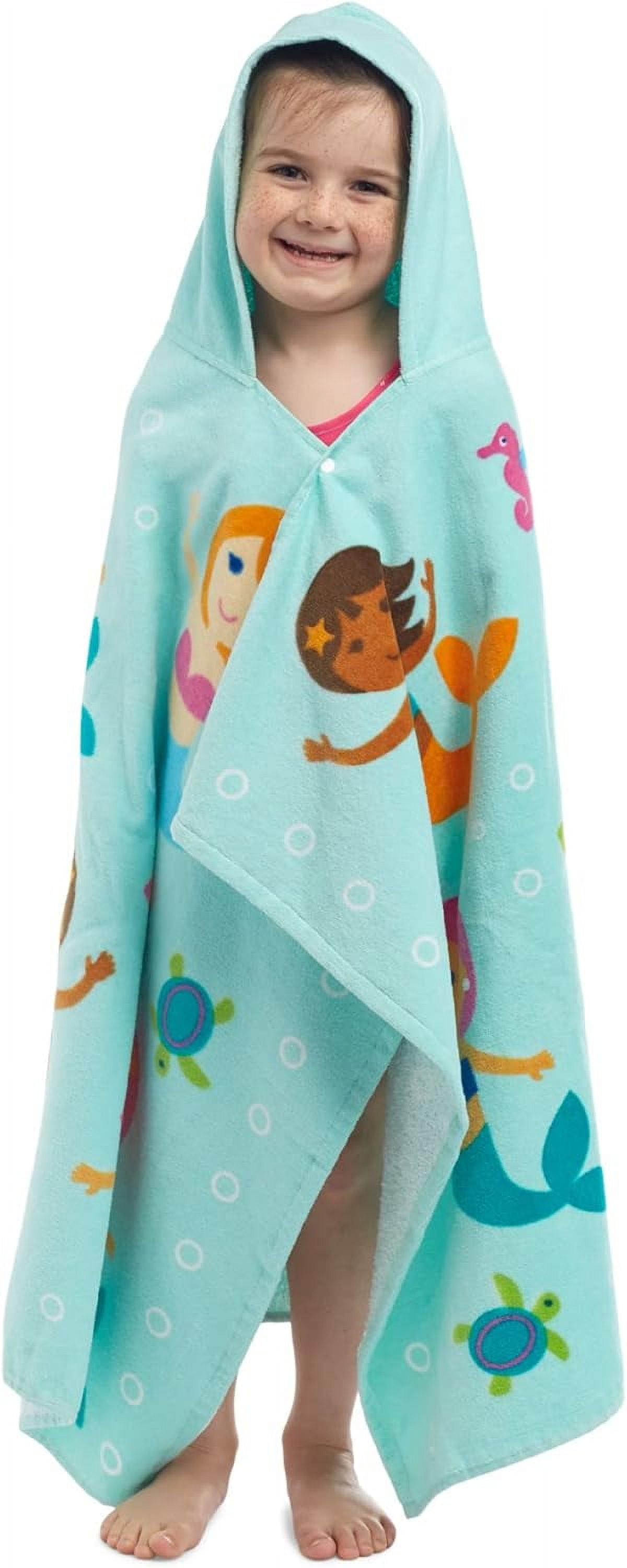 Kids Hooded Beach Mermaid Towel for Girls, 100% Hooded Bath Towel with ...