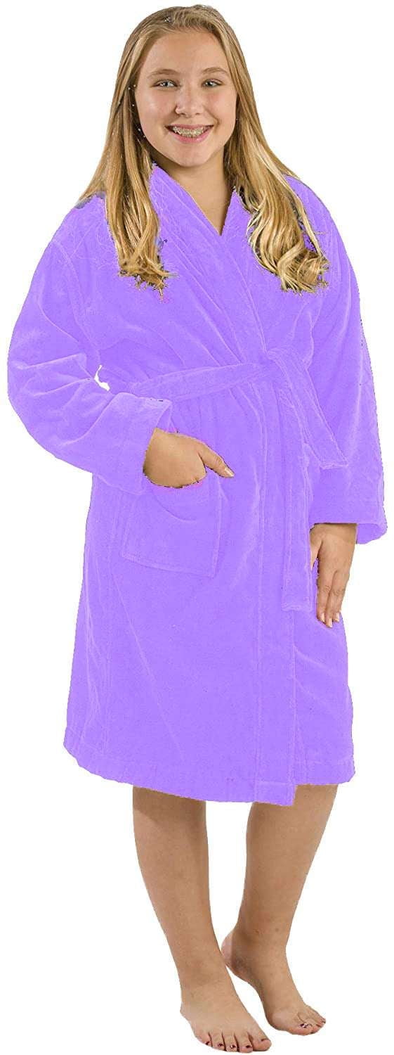 Terry Cotton Hooded Unisex Teenagers and Petites Bathrobe - Lavender, X ...