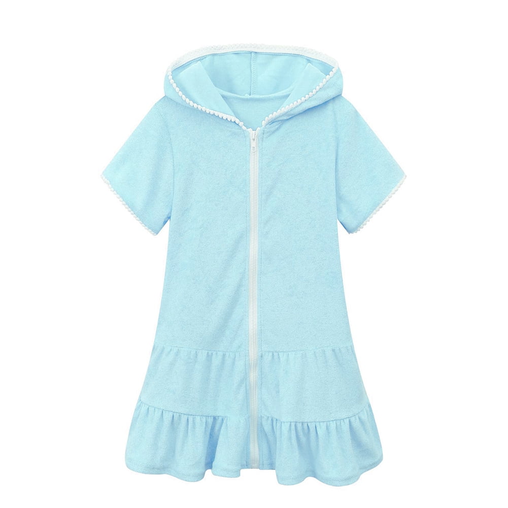 Kids Hooded Towel Beach Cover Up with Zip, Premium Swim Robe for Girls ...