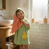Kids Hooded Towel Poncho, Ultra Soft Coral Fleece Baby Bath Robe, Quick ...