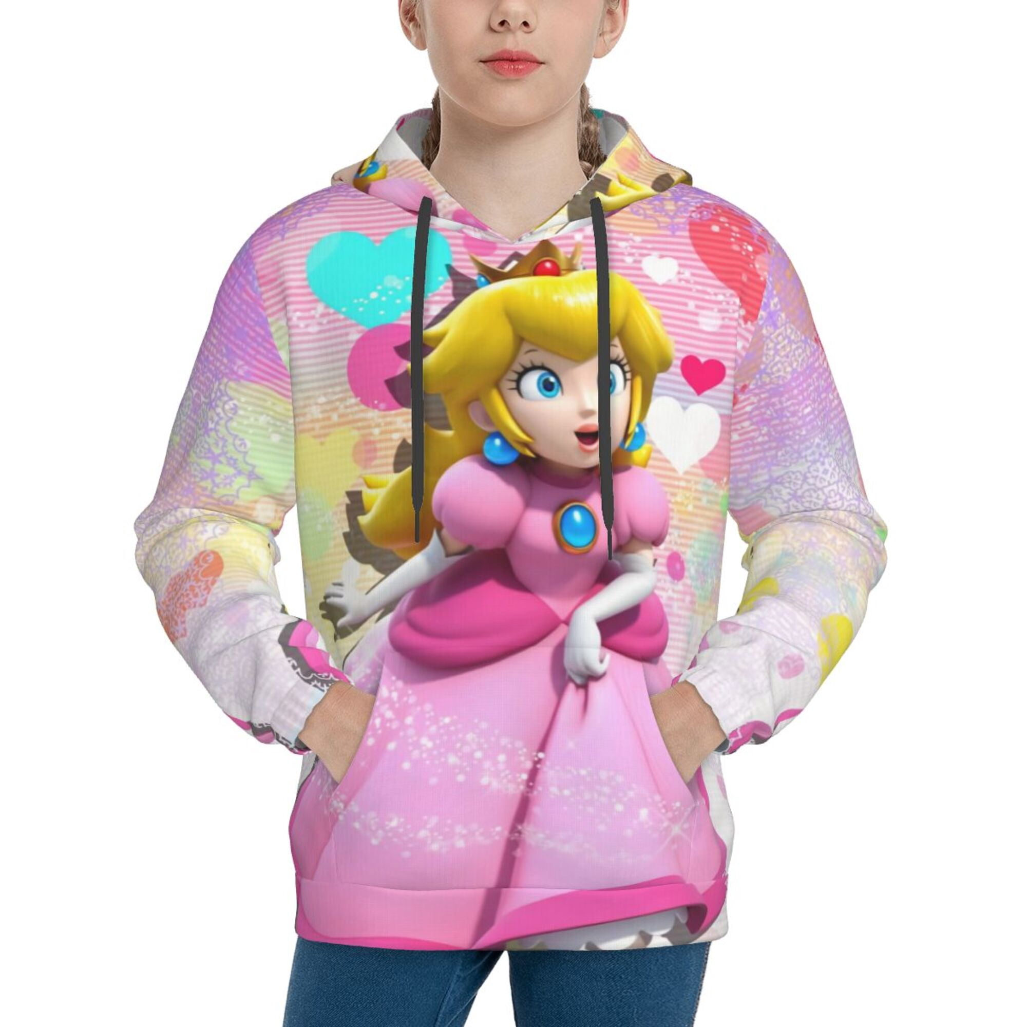 Kids Hoodie,Princess Peach Sweatshirt Girls Hooded Kangaroo Pocket ...