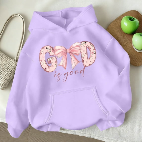 Kids Hoodie Purple Girls Sweatshirt God is Good Floral Graphic ...