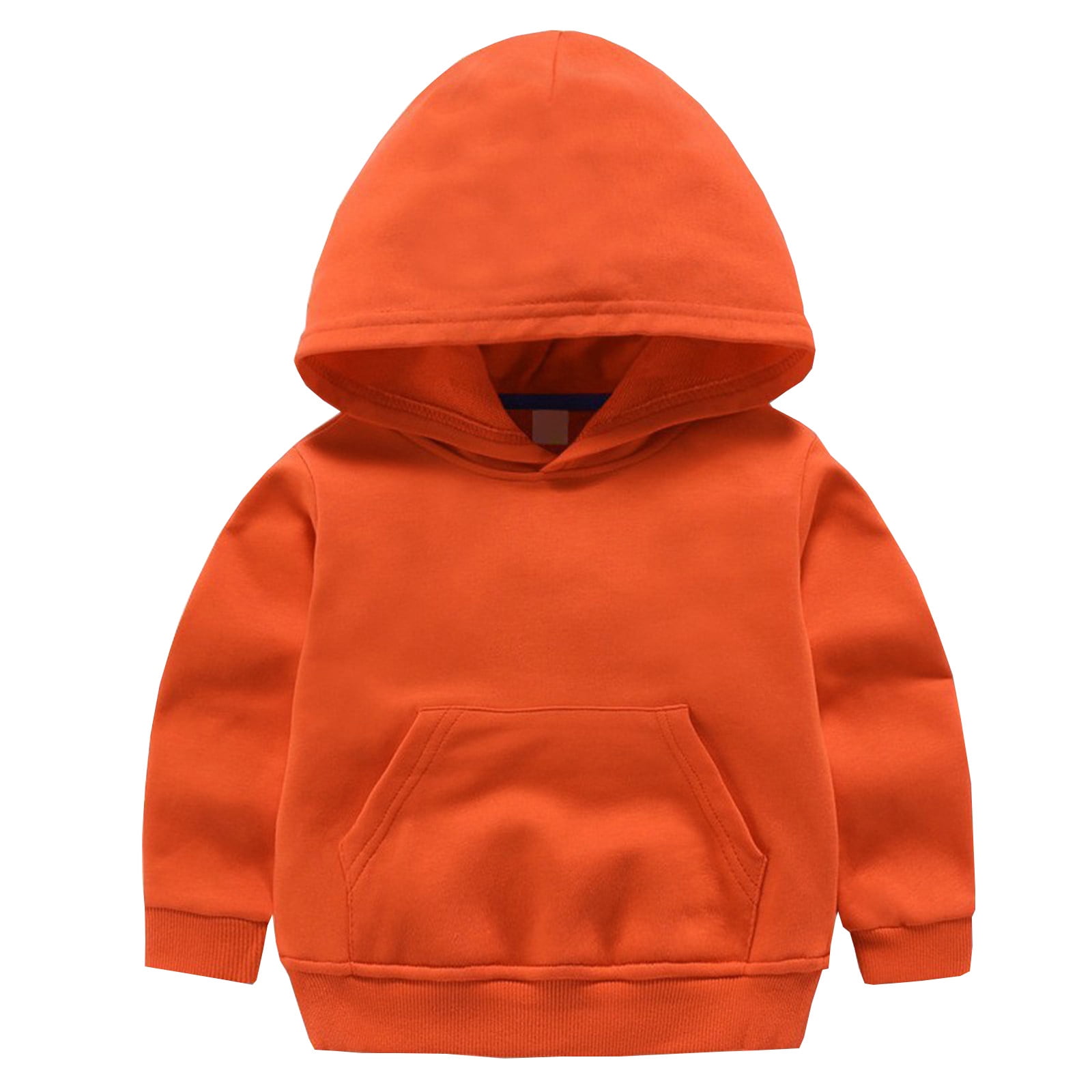 Kids Hoodies Boy and Girls Solid with Pockets Pullover Orange Hoodies ...