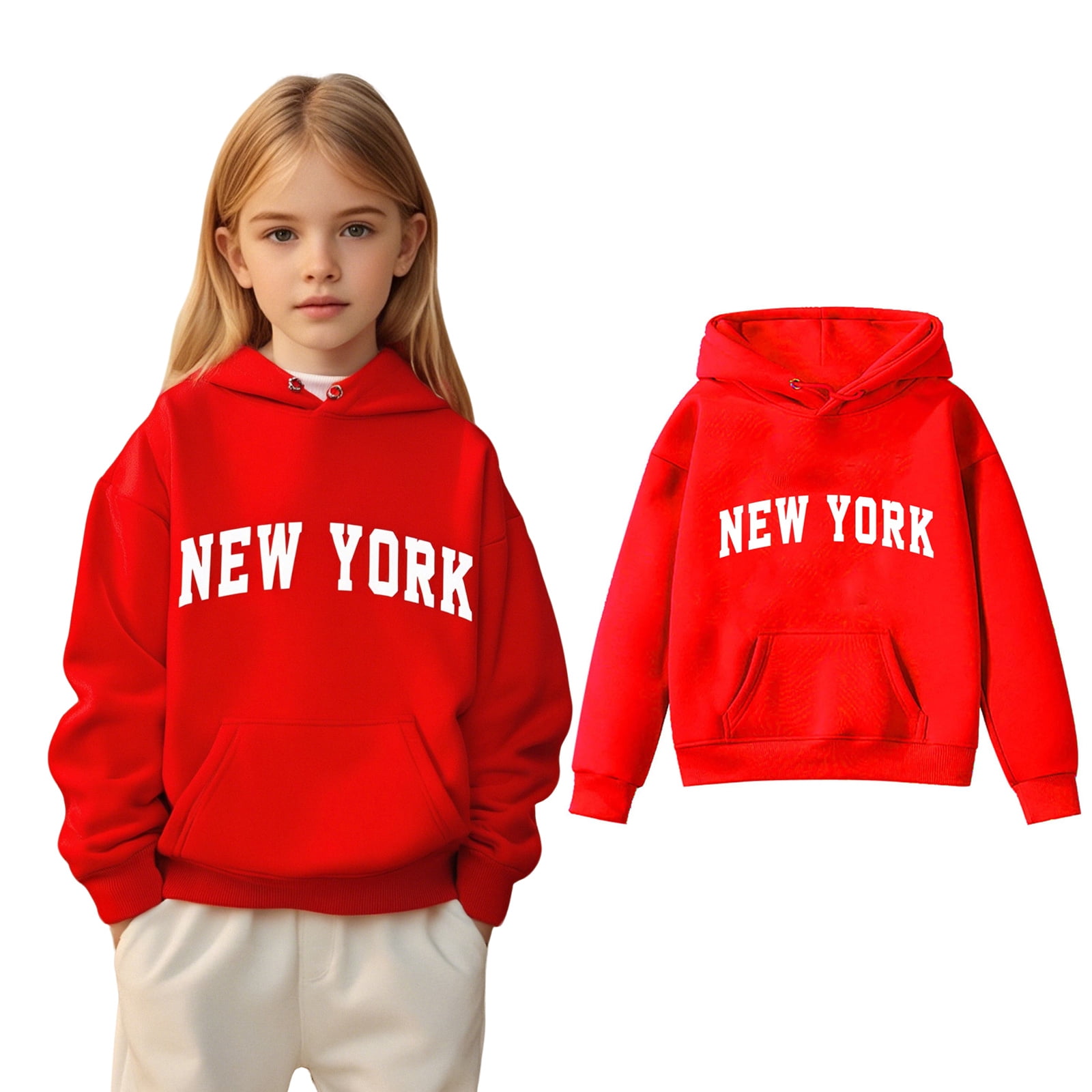 Kids Hoodies for Girls New York City Letter Print Hoodie Long Sleeve ...