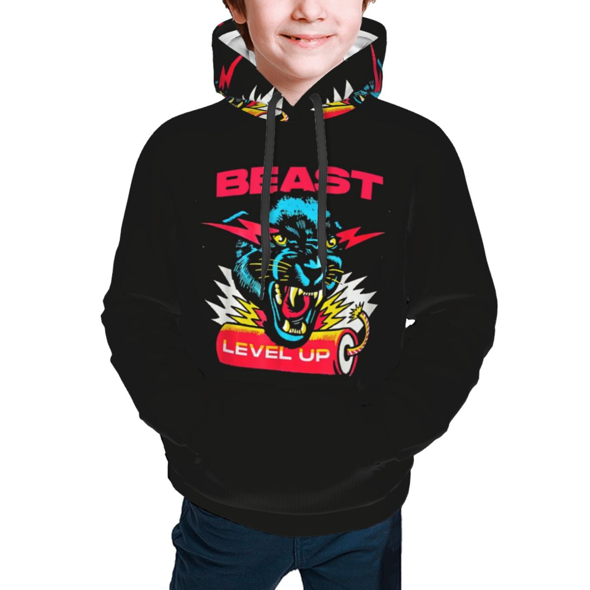 Kids Hoodies,Mr Beast Level Up Logo Sweatshirt with Pockets for Boys Teens 14-16 Years Old,L ...