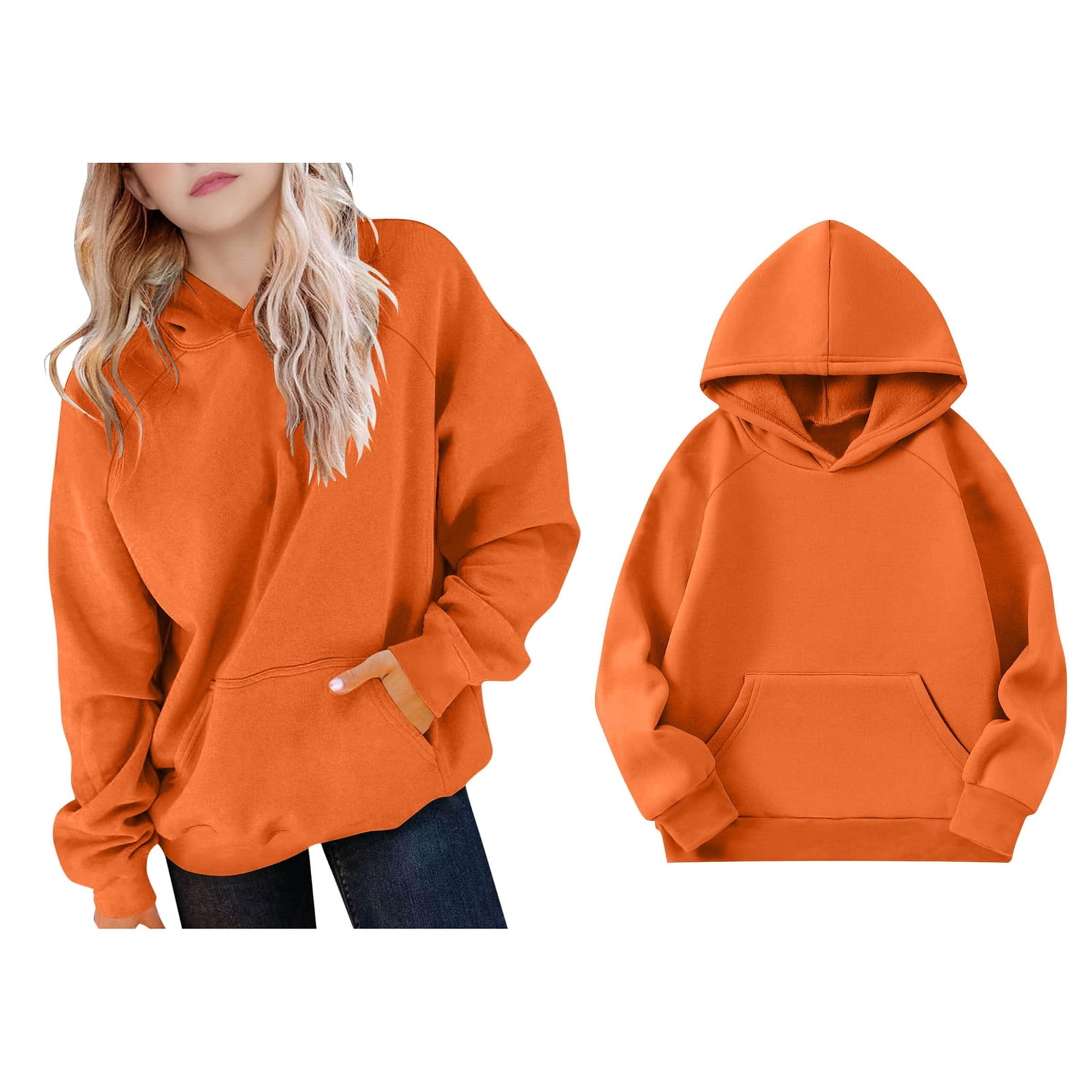 Kids Hoodies for Boys Orange Hoodies Lightweight Long Sleeve Hoodies ...
