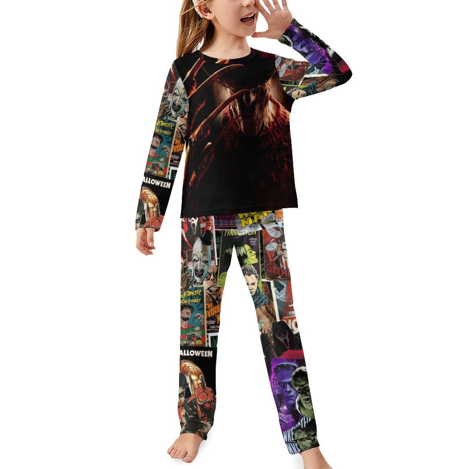Kids Horror Movie Freddy Krueger Pajama Sets Long Sleeve Cartoon Soft ...
