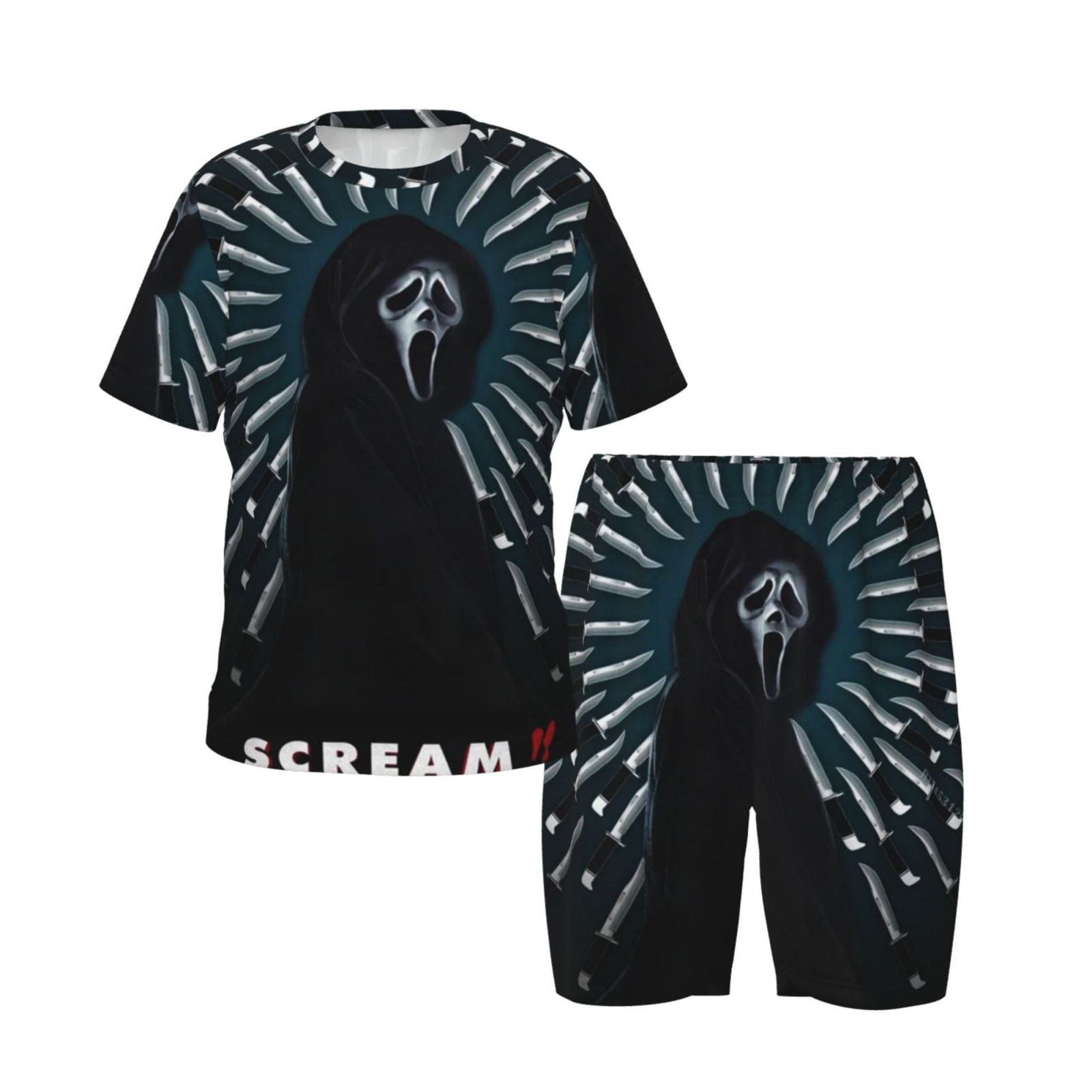 Kids Horror Movie Scream Ghost Face Pajamas Set Cartoon Sleepwear Short ...