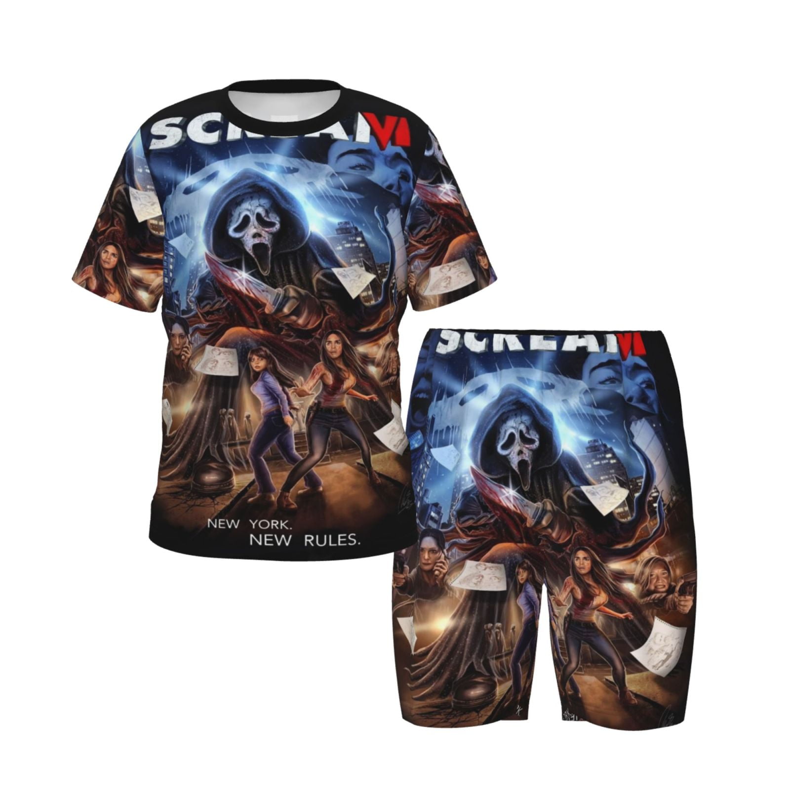 Kids Horror Movie Scream Ghost Face Pajamas Set Cartoon Sleepwear Short ...