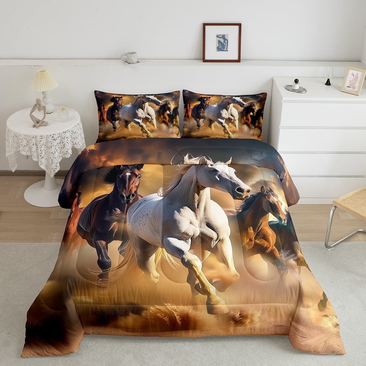 Kids Horse Full Bedding Sets Galloping Horse Comforter Set for Boys ...