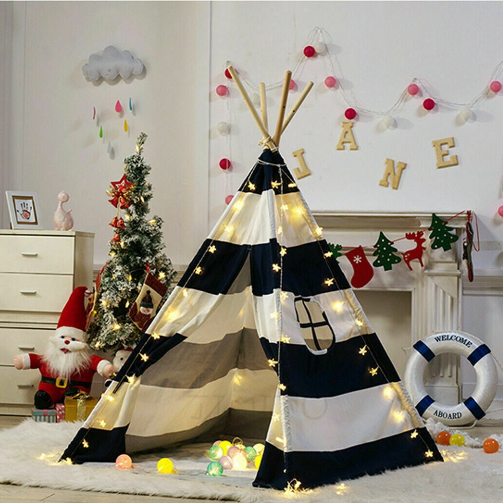 Kids Indoor Outdoor Teepee Wigwam Girls Boys Childrens Play Tent Black ...
