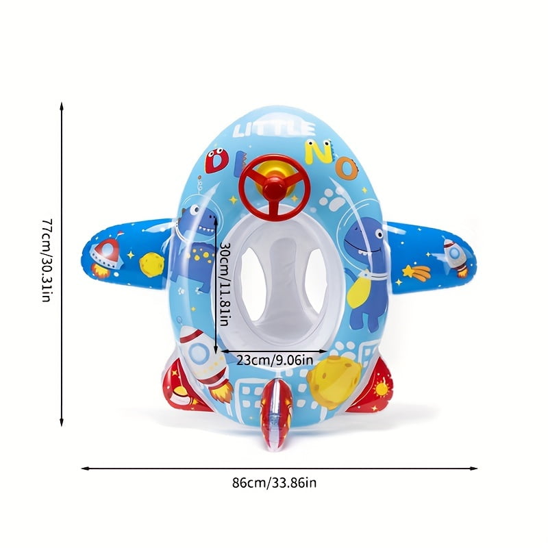 Kids Inflatable Dinosaur Airplane Swimming Ring, Cartoon Seat Float ...