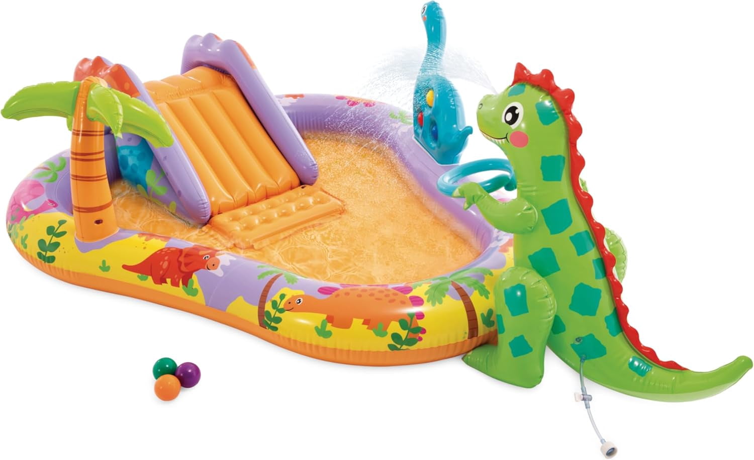 Kids Inflatable Pool with Water Slide and Ring Toss for Children Ages 2 ...