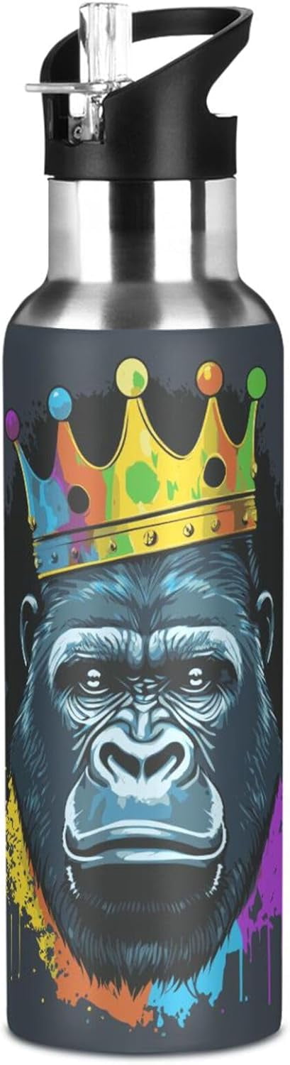 Kids Insulated Gorilla with Crown Water Bottle for Boys and Girls ...
