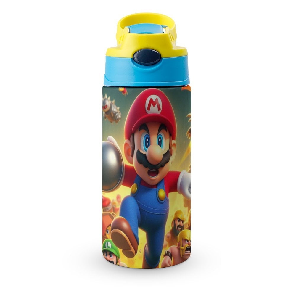 Kids Insulated Water Bottle - Mario 16.9 Oz Stainless Steel Travel ...